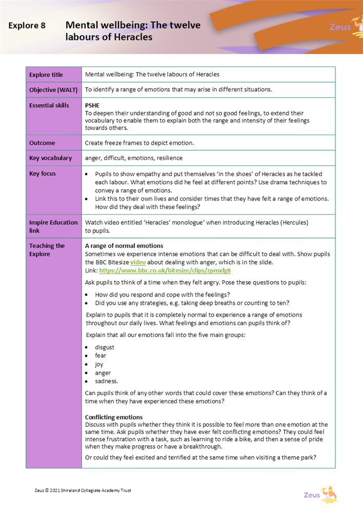 Explore 8 The twelve labours of Heracles: teacher notes | eduu.school