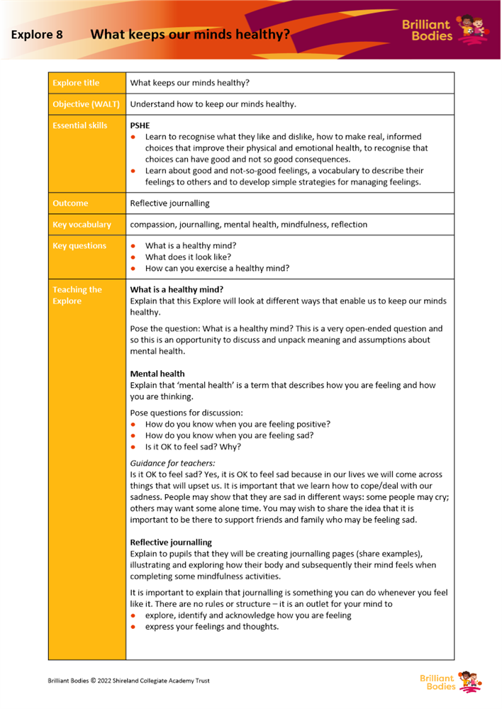 Mental Wellbeing Teacher Notes Eduu School