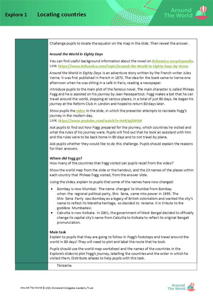 Explore 1 Locating countries: teacher notes | eduu.school