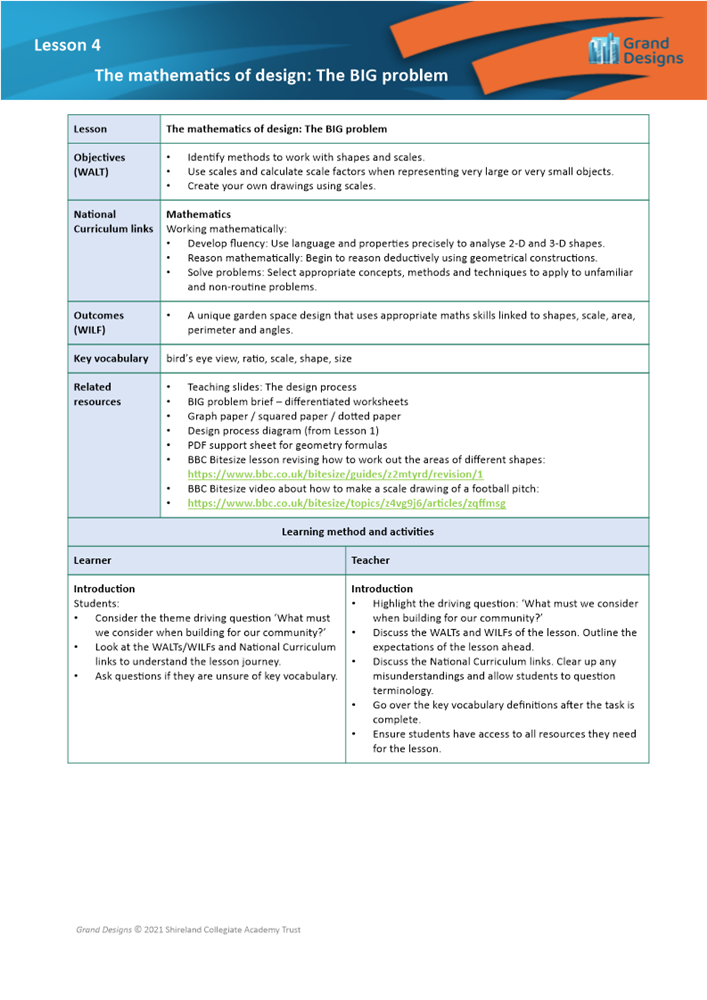 Lesson 4 The mathematics of design: teacher's notes | eduu.school