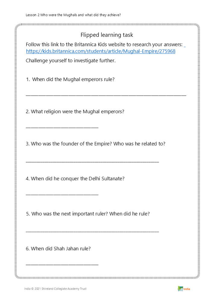 Lesson 2 Who were the Mughals and what did they achieve?: flipped ...
